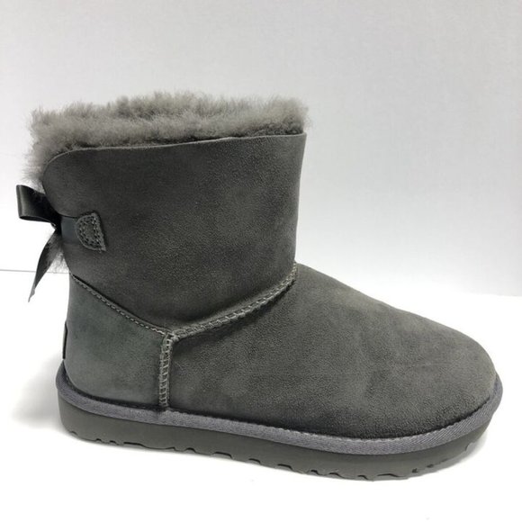 UGG | Shoes | Ugg Womens Mini Bailey Bow Ii Gray Winter Boots Size 7m ...